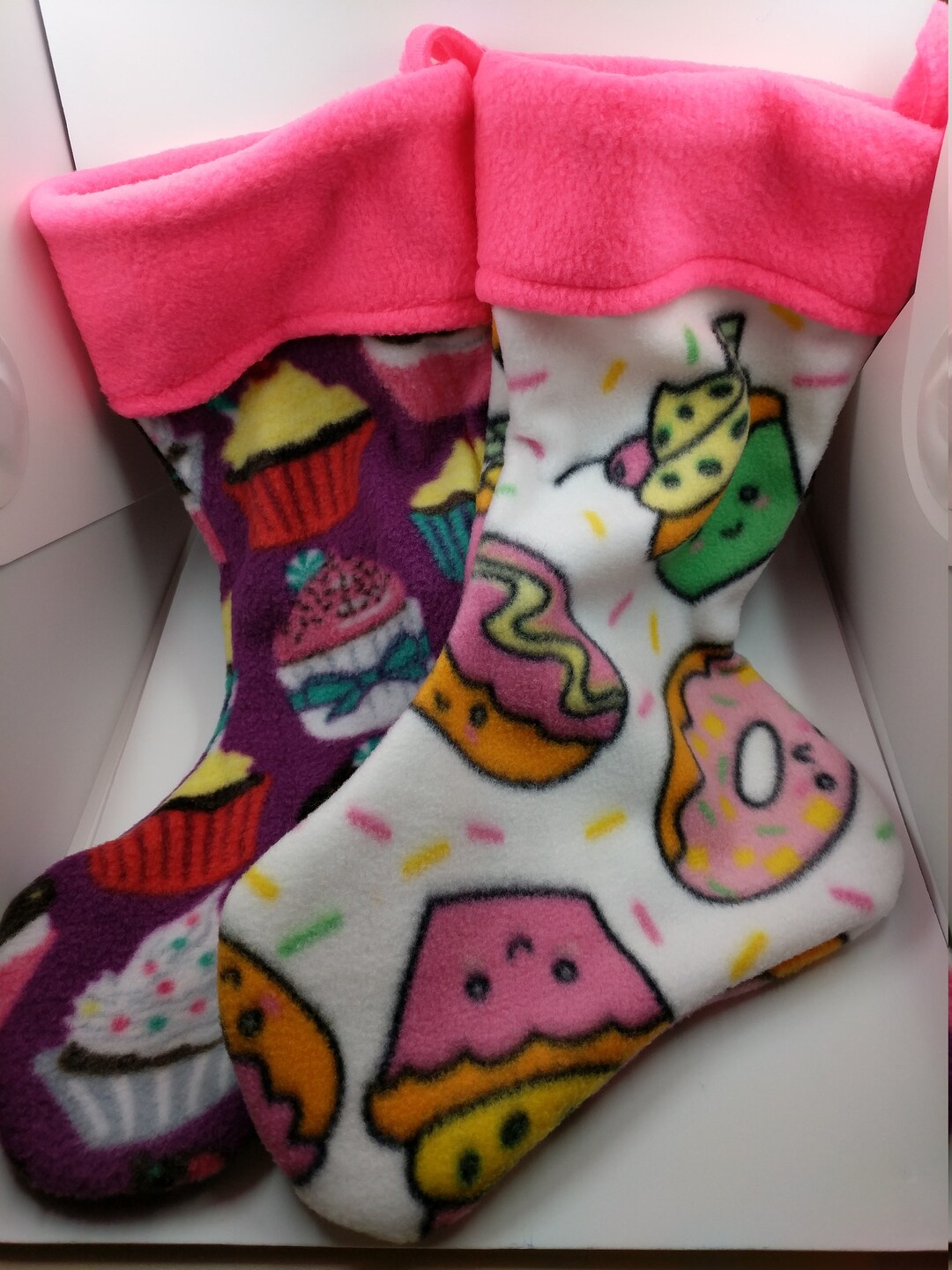 Kawaii Christmas Stocking Choose Cupcakes or Donuts - Cute Kid's ...