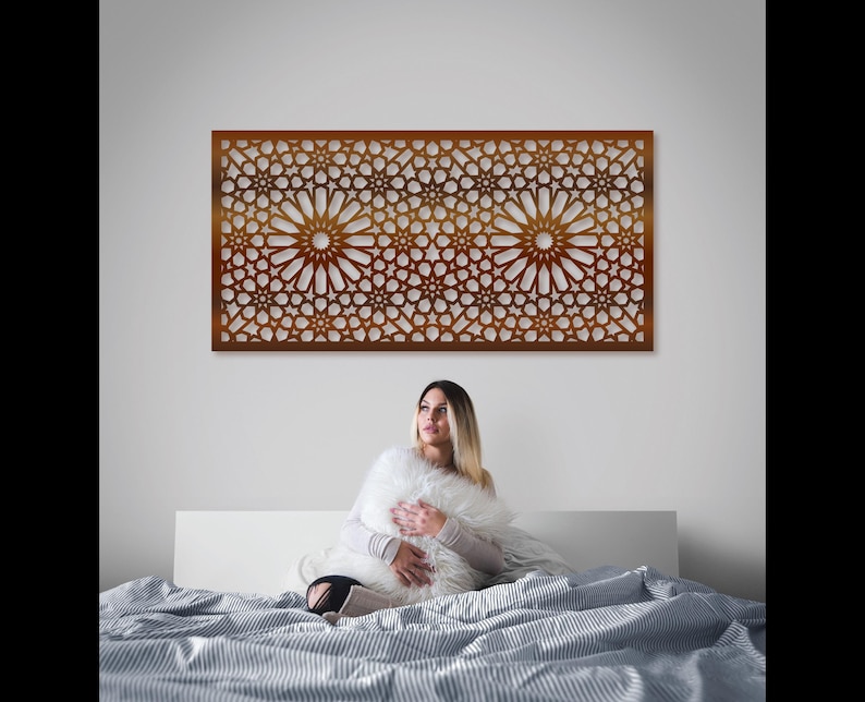Decorative Wood Panel With Arabic Pattern, Wall Decor, Moroccan ...