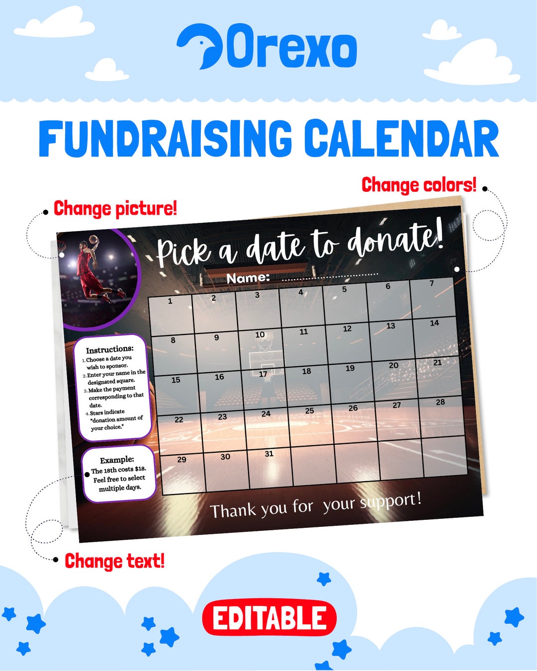 Basketball Fundraising Calendar 2024 - Etsy