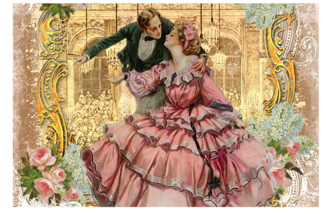Romantic Couple at Versaille Ball Dance Pink Roses Placemat - Etsy