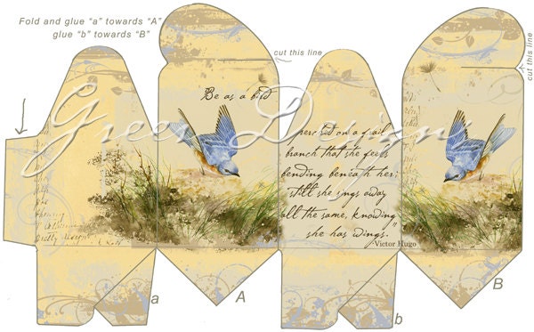 Printable Gift Box Template Digital Download French Vintage - Etsy