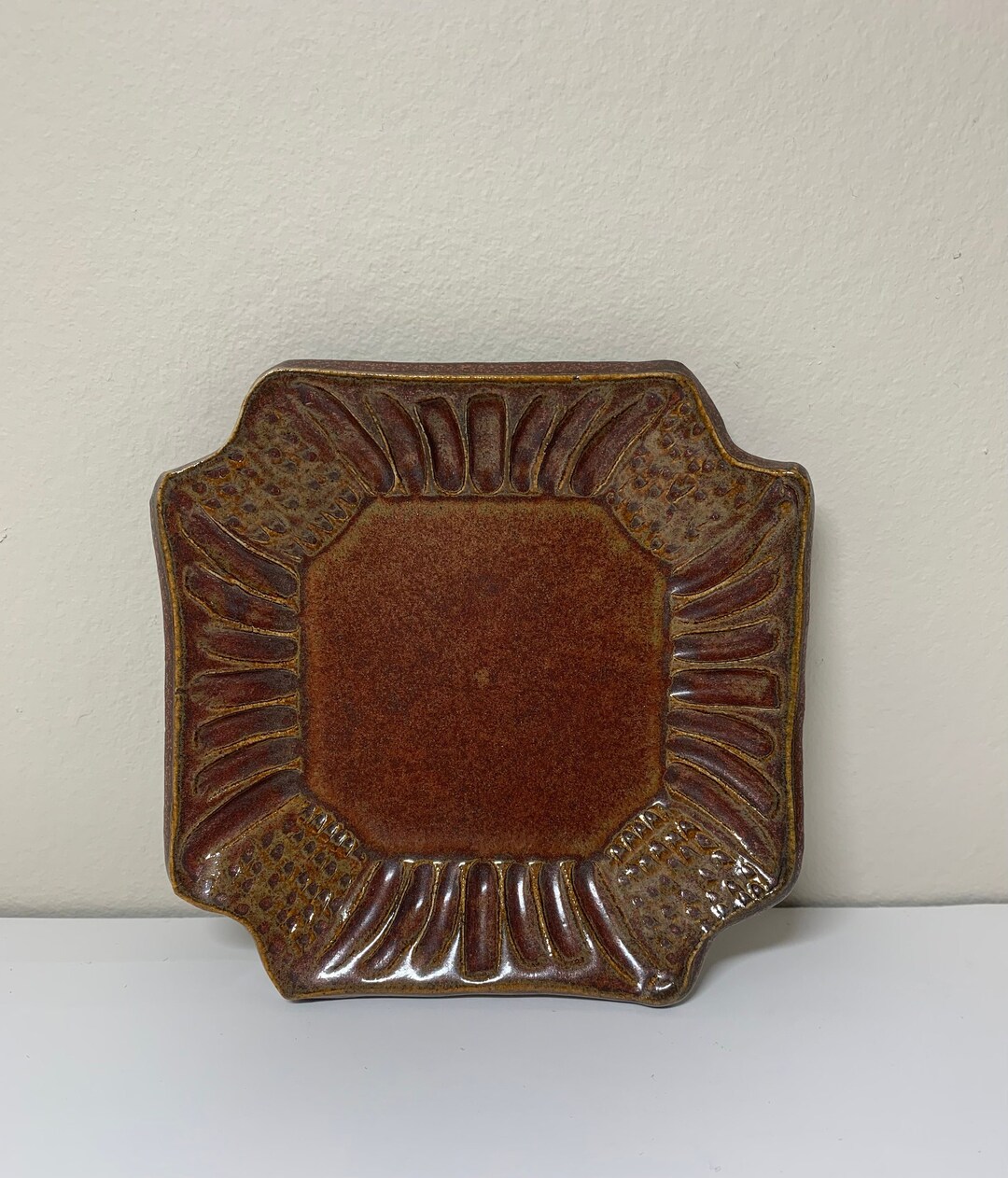 Copper Red Carved Ceramic Catchall Tray for Keys, Trinkets, Snacking ...