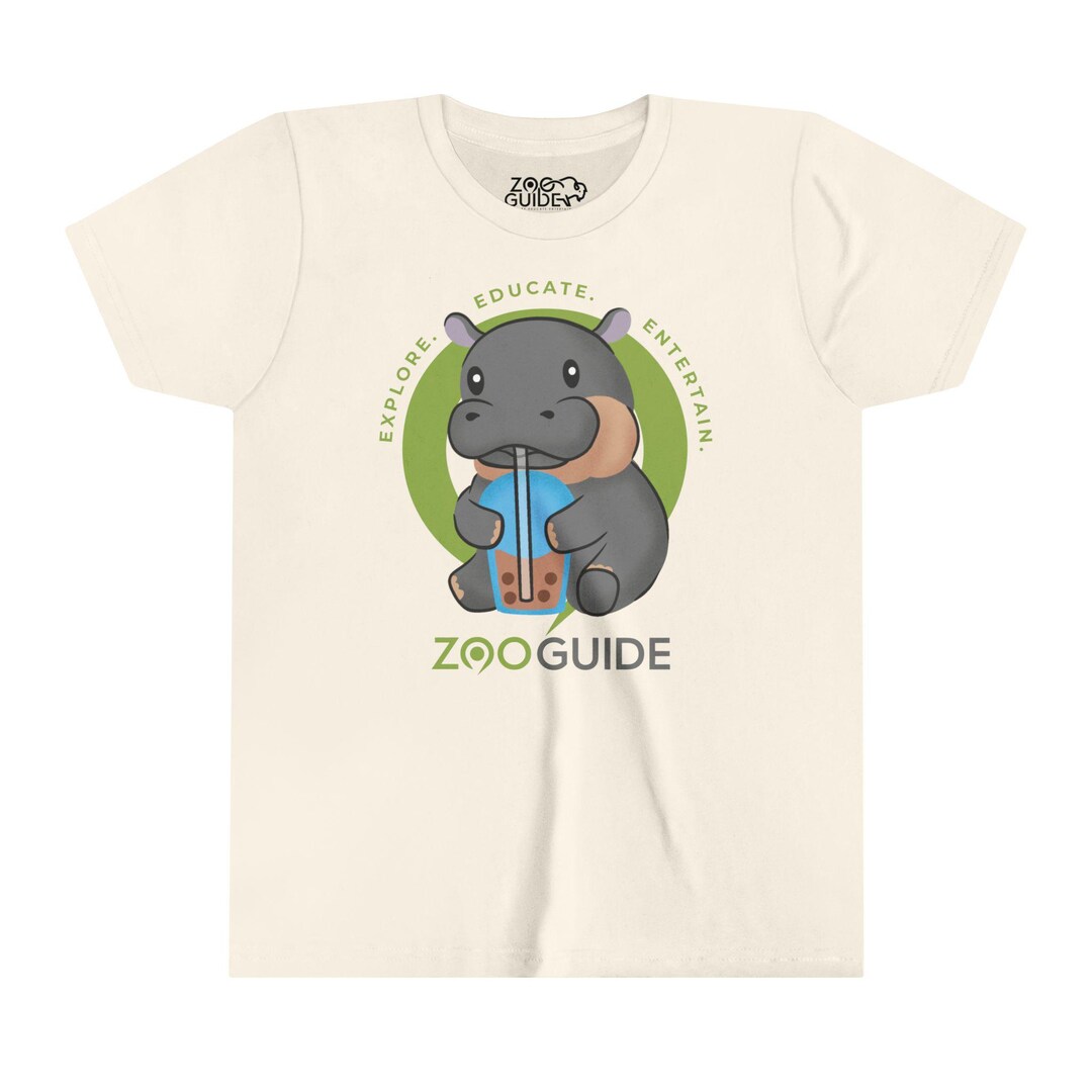 Pygmy Hippo Drinking Boba in Zoo Guide™ Waypoint Icon Youth Tee Shirt ...