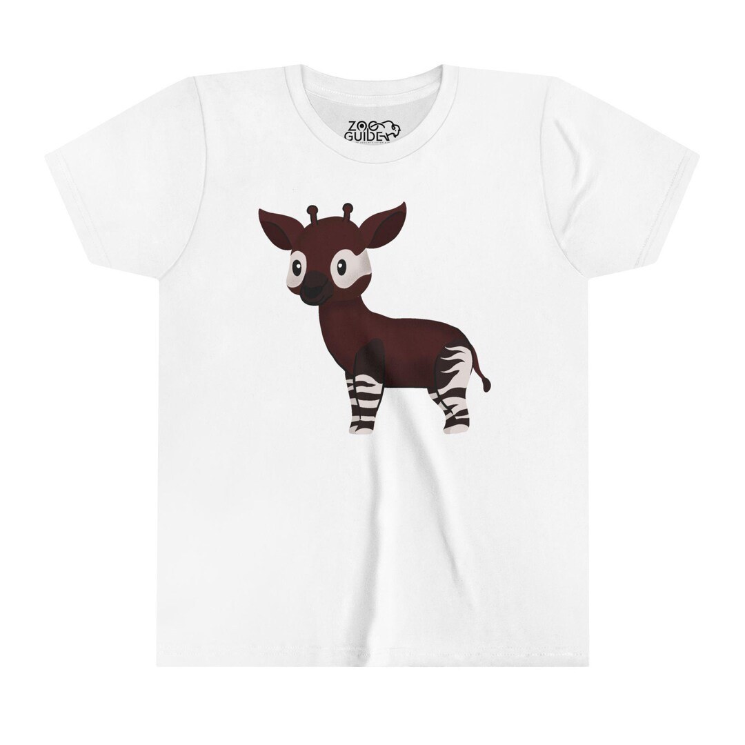 Okapi Youth Tee Shirt by Zoo Guide™, Cute Forest Giraffe Cartoon Kids ...