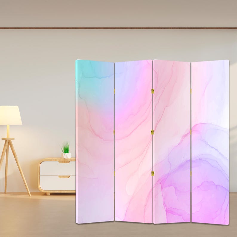 Pastel Abstract Room Divider Folding Screen Soft Watercolor Room ...