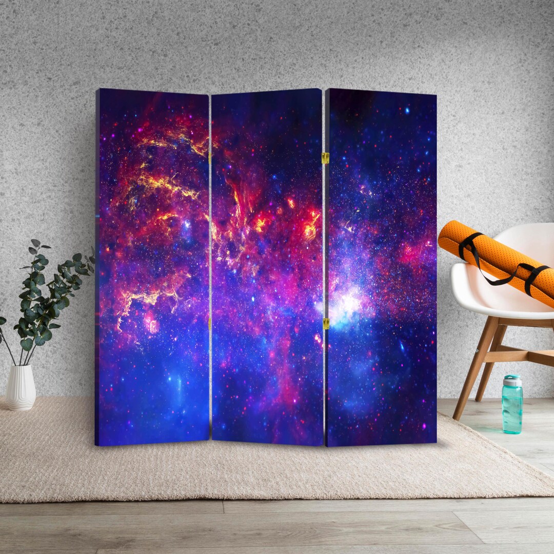 Abstract Galaxy Room Divider – Canvas Folding Screen Privacy Panel for ...