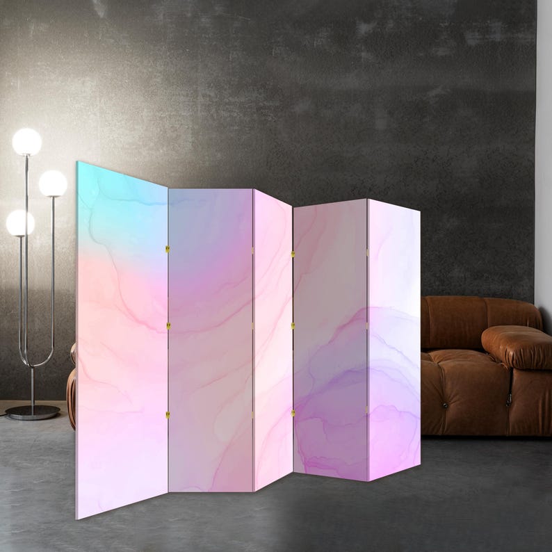 Pastel Abstract Room Divider Folding Screen Soft Watercolor Room ...