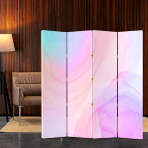 Pastel Abstract Room Divider Folding Screen Soft Watercolor Room ...
