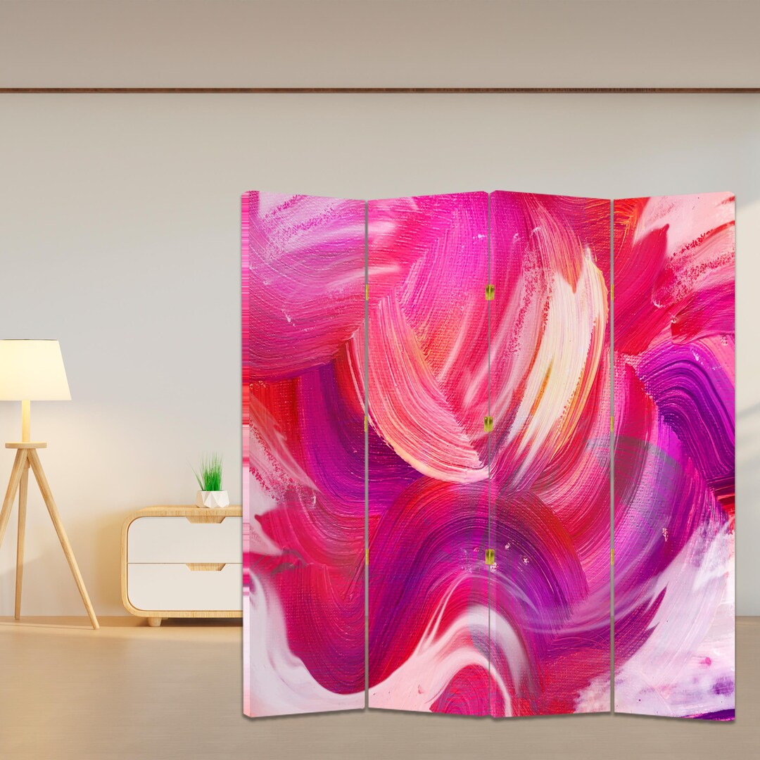 Pink Painted Abstract Room Divider Folding Screen Home Decor Texture ...