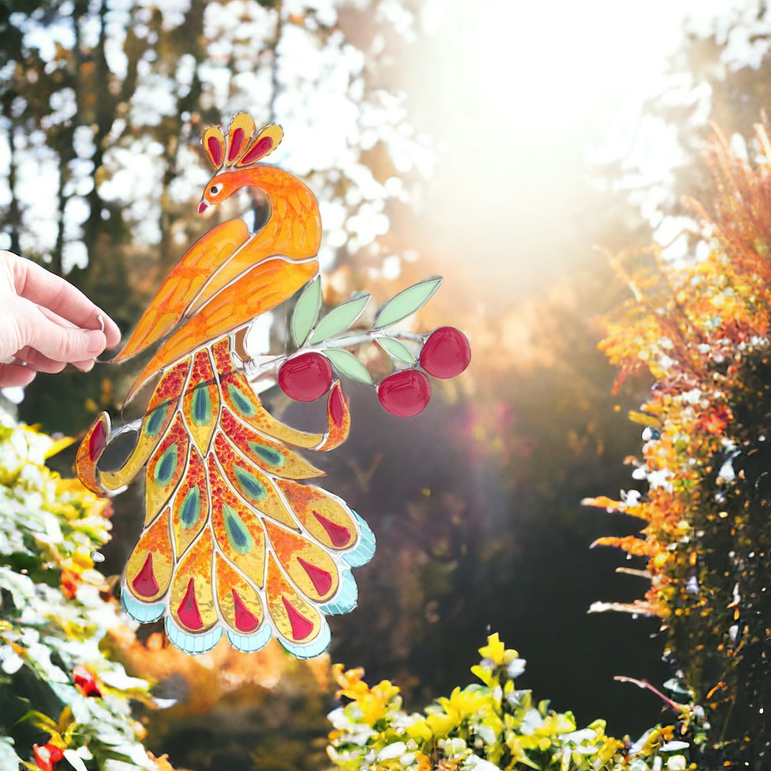 Firebird Suncatcher Stained Glass Phoenix Suncatcher Window Hanging ...