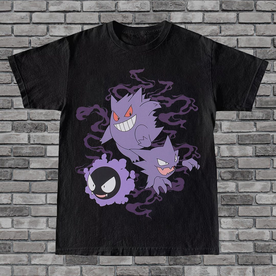 Gengar, Haunter, Gastly Pokémon T-shirt Retro Anime Graphic Shirt ,cute ...