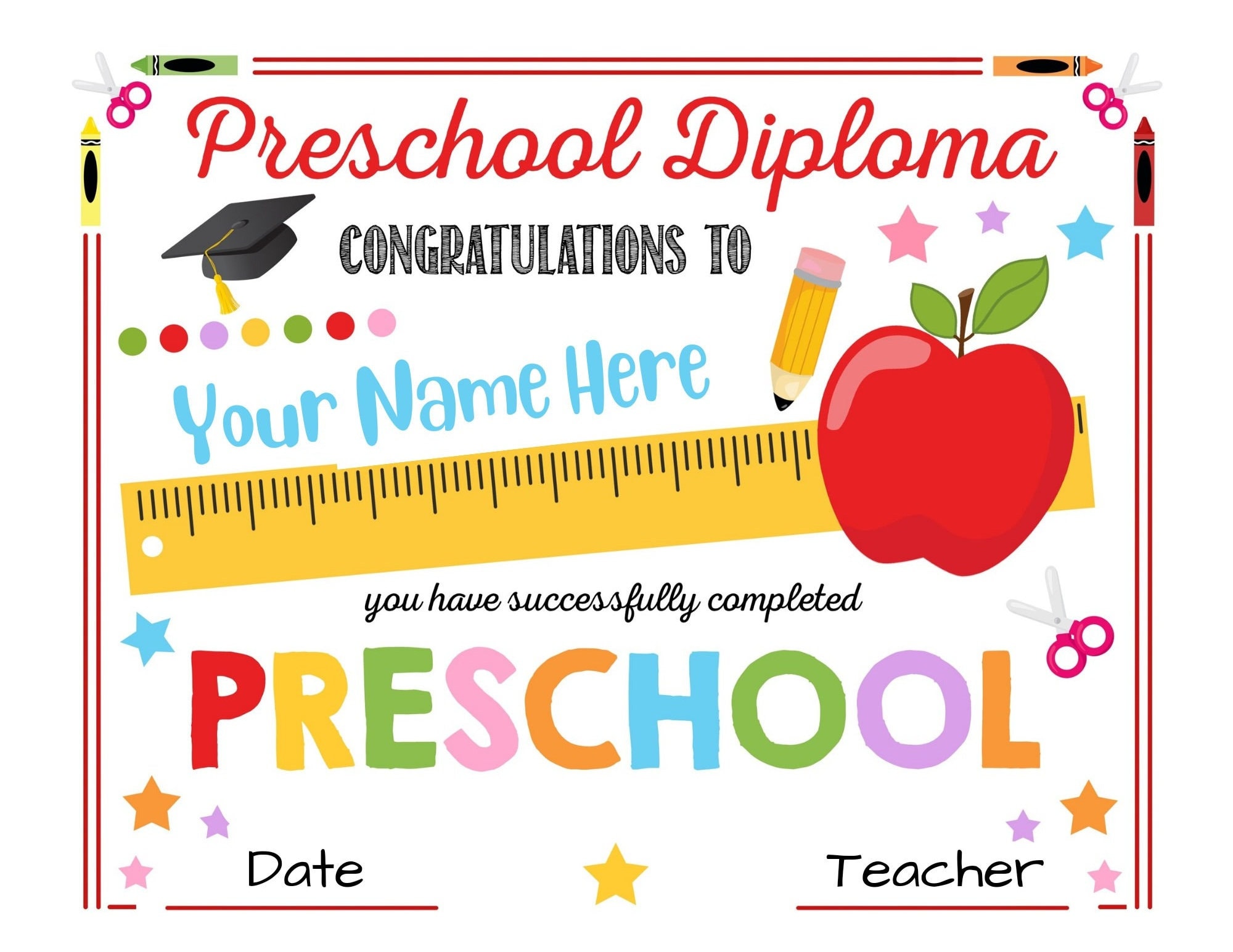 Editable Preschool Graduation Certificate - Etsy