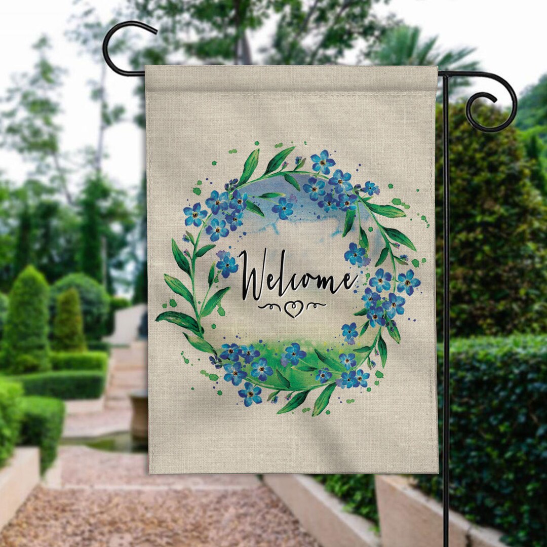 Flower Welcome Flag Welcome Floral House Flag Floral Garden - Etsy
