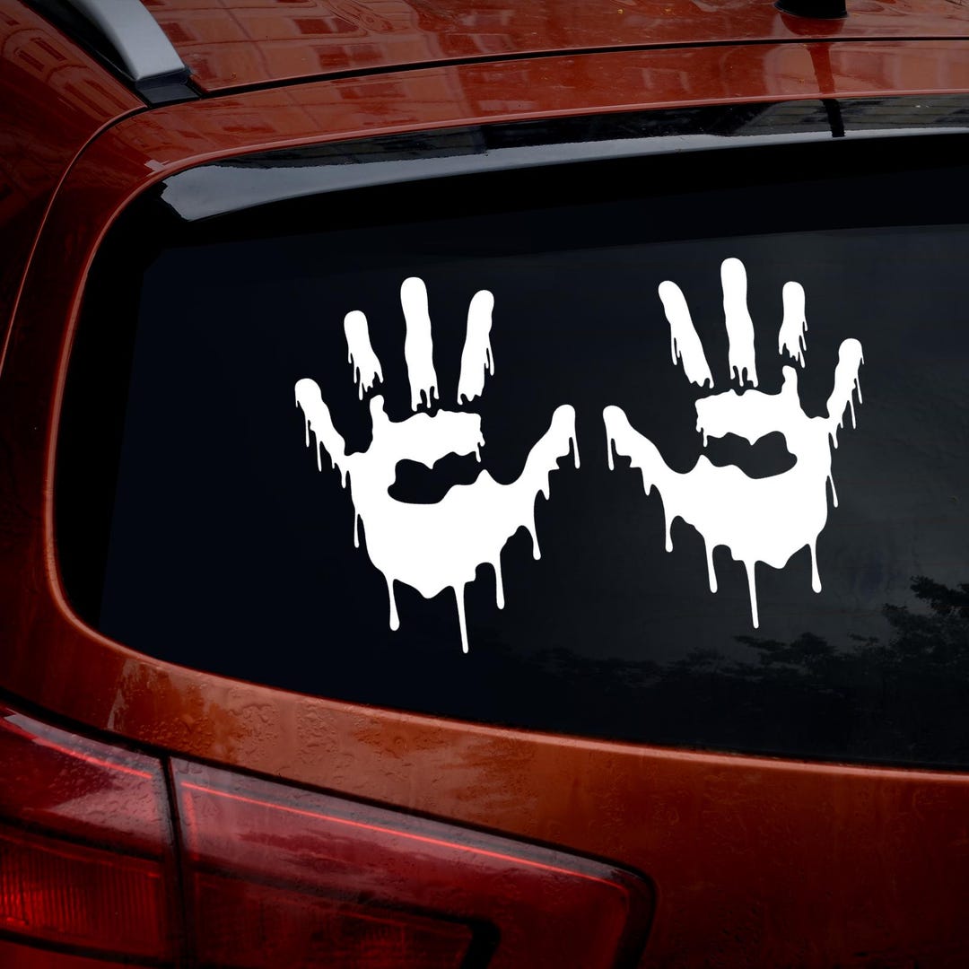 2x Bloody Handprint Stickers Funny Car Stickers Car Sticker Horror ...