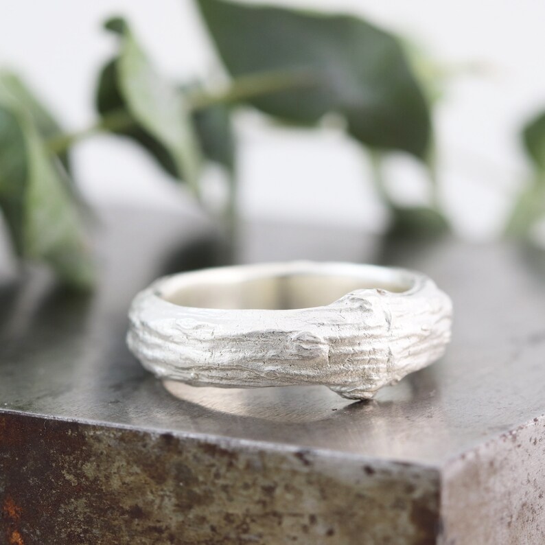 Mans Sterling Silver Branch Wedding Ring Thick Chunky Mens | Etsy