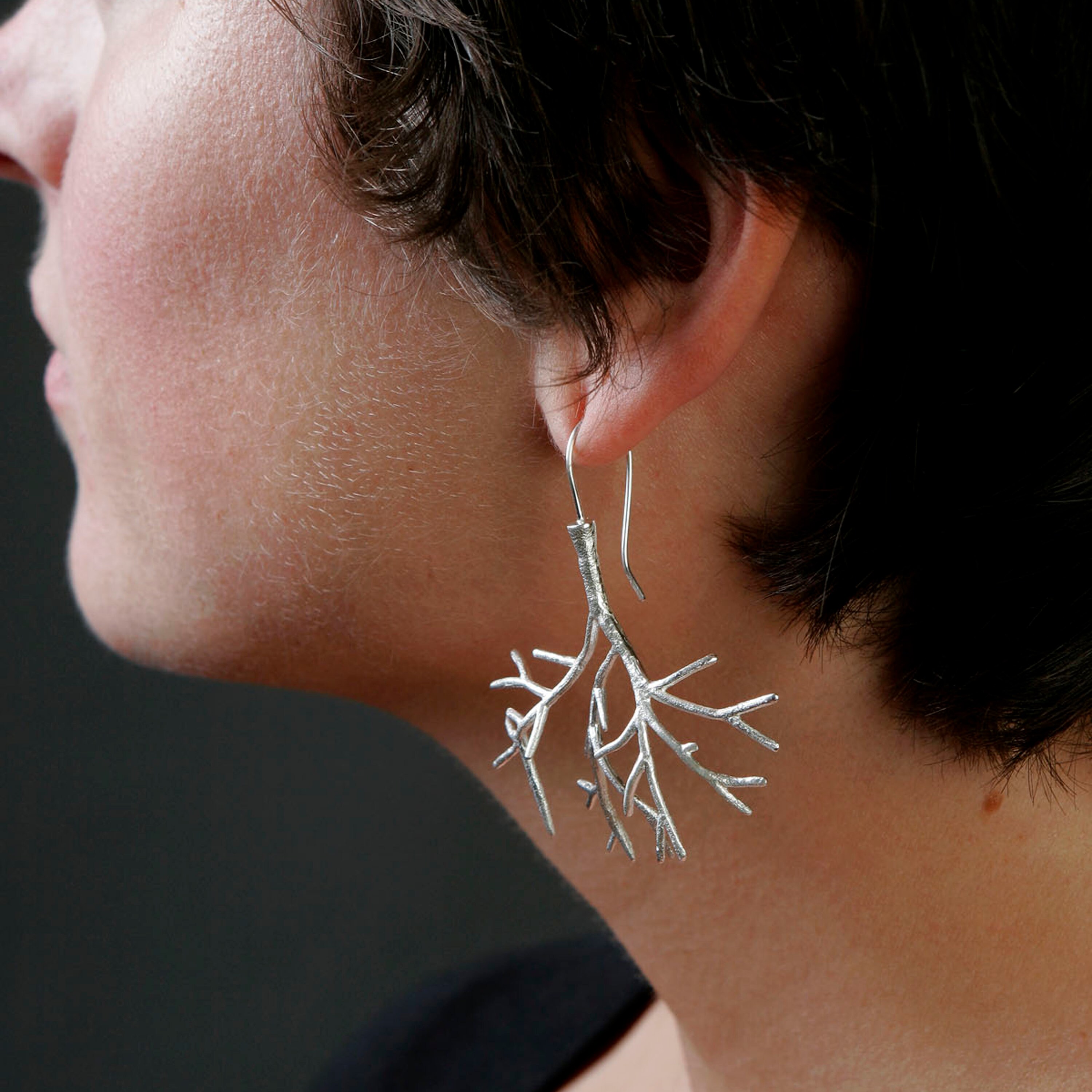 Simple Sterling Silver Tree Earrings Large Tree Branch | Etsy