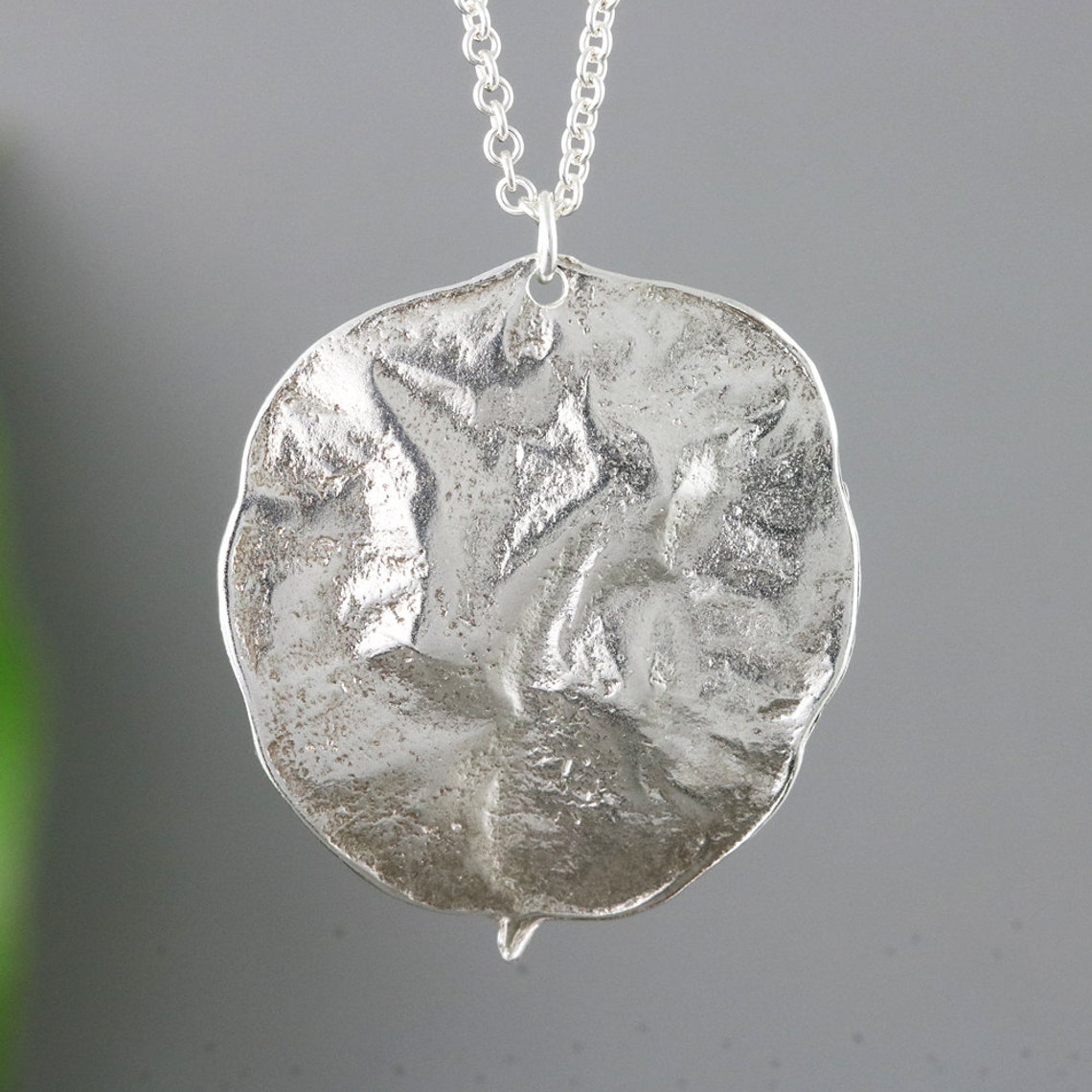 Sterling Silver Money Tree Leaf Pendant - Botanical Leaf Necklace ...