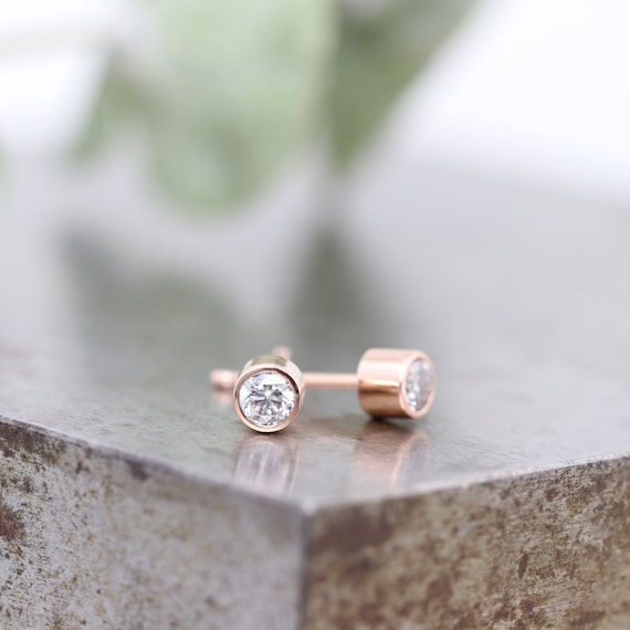 3mm rose gold stud earrings store