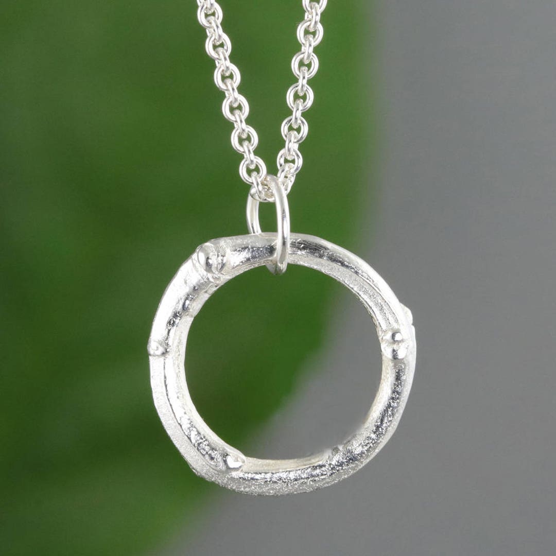 Sterling Silver Twig Circle Branch Necklace - Natural Organic Twig ...