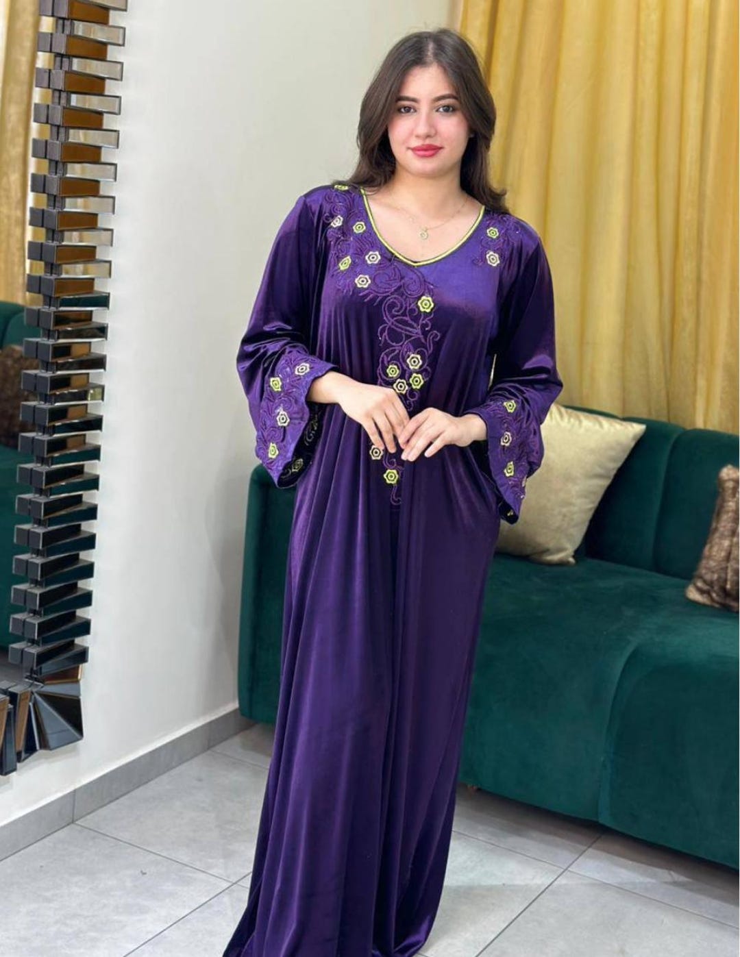 Handmade Moroccan Velvet Caftan: Luxury Embroidered Takchita Velours ...