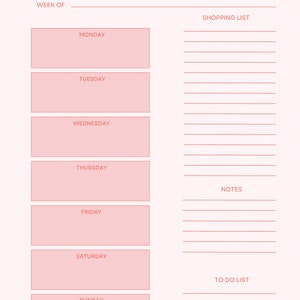 Pink Simple Weekly Planner, Pink, Printable, Good for Goodnotes ...