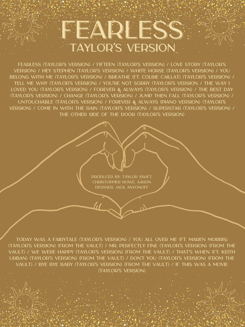 Taylor Swift Fearless taylors Version Poster/print - Etsy