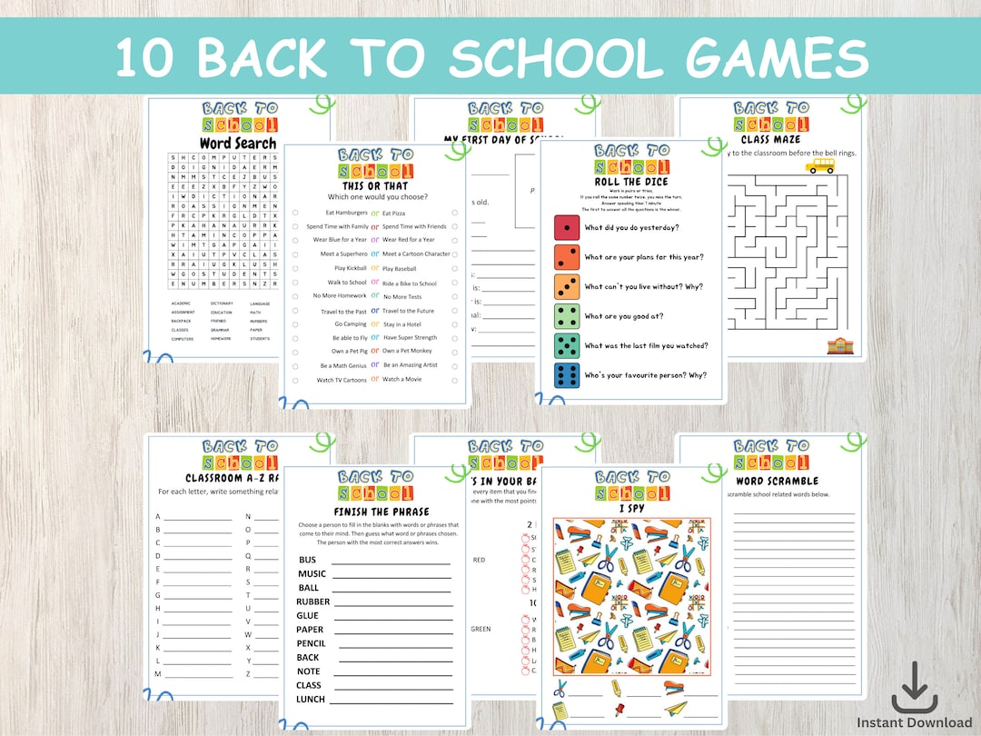 Back to School Activity Games, Back to School Kids, Classroom ...