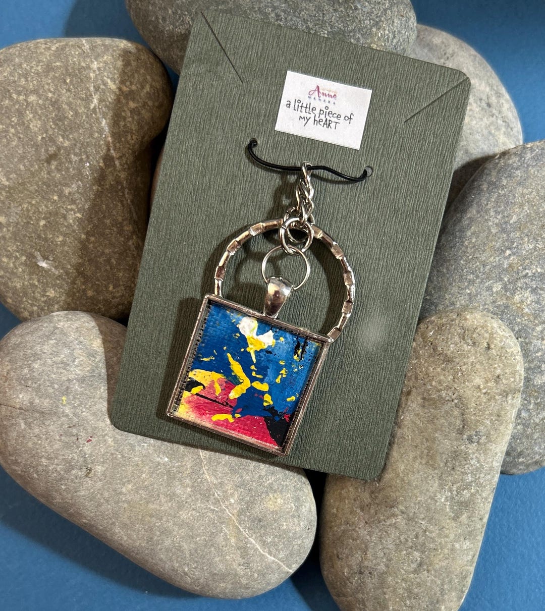 Hand Painted Abstract Art Keychain, Original Painting, One of a Kind ...