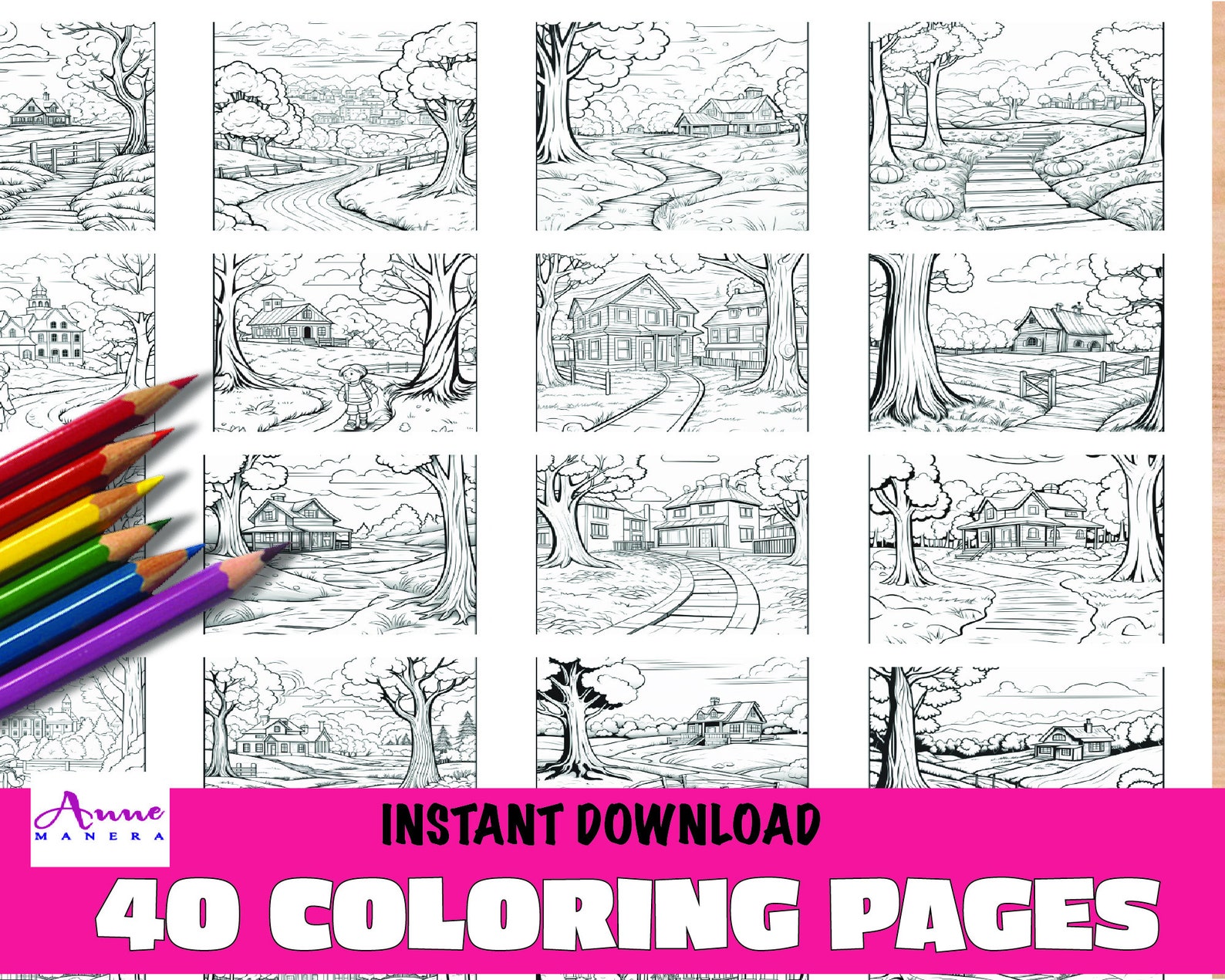 Welcome Home Coloring Book Illustrated by Anne Manera Instant - Etsy