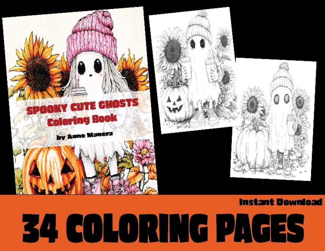 Spooky Cute Ghosts Coloring Book Instant Download 36 Pages - Etsy