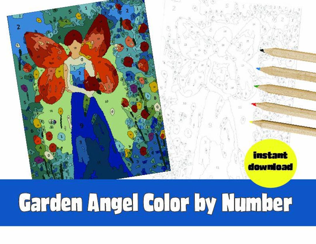 Garden Angel Color by Number Coloring Page Color by Number Coloring ...