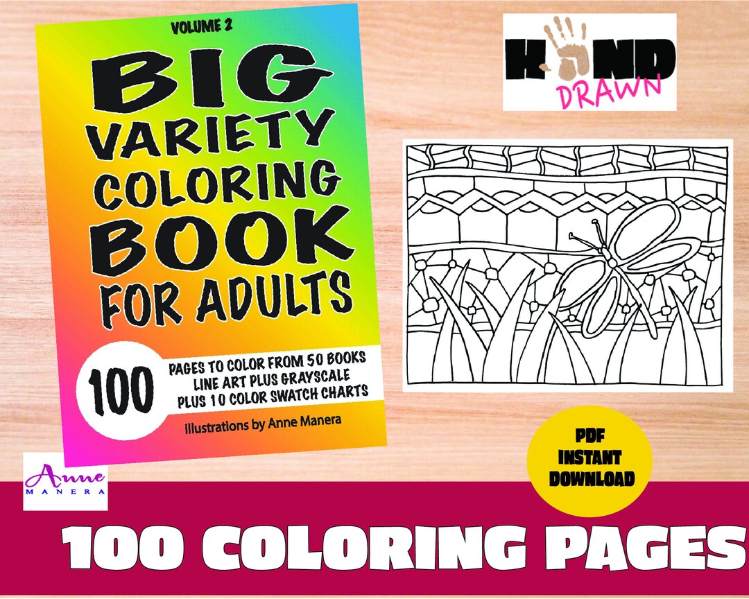 Big Variety Coloring Book V2 Line Art Grayscale Swatch Charts Coloring ...