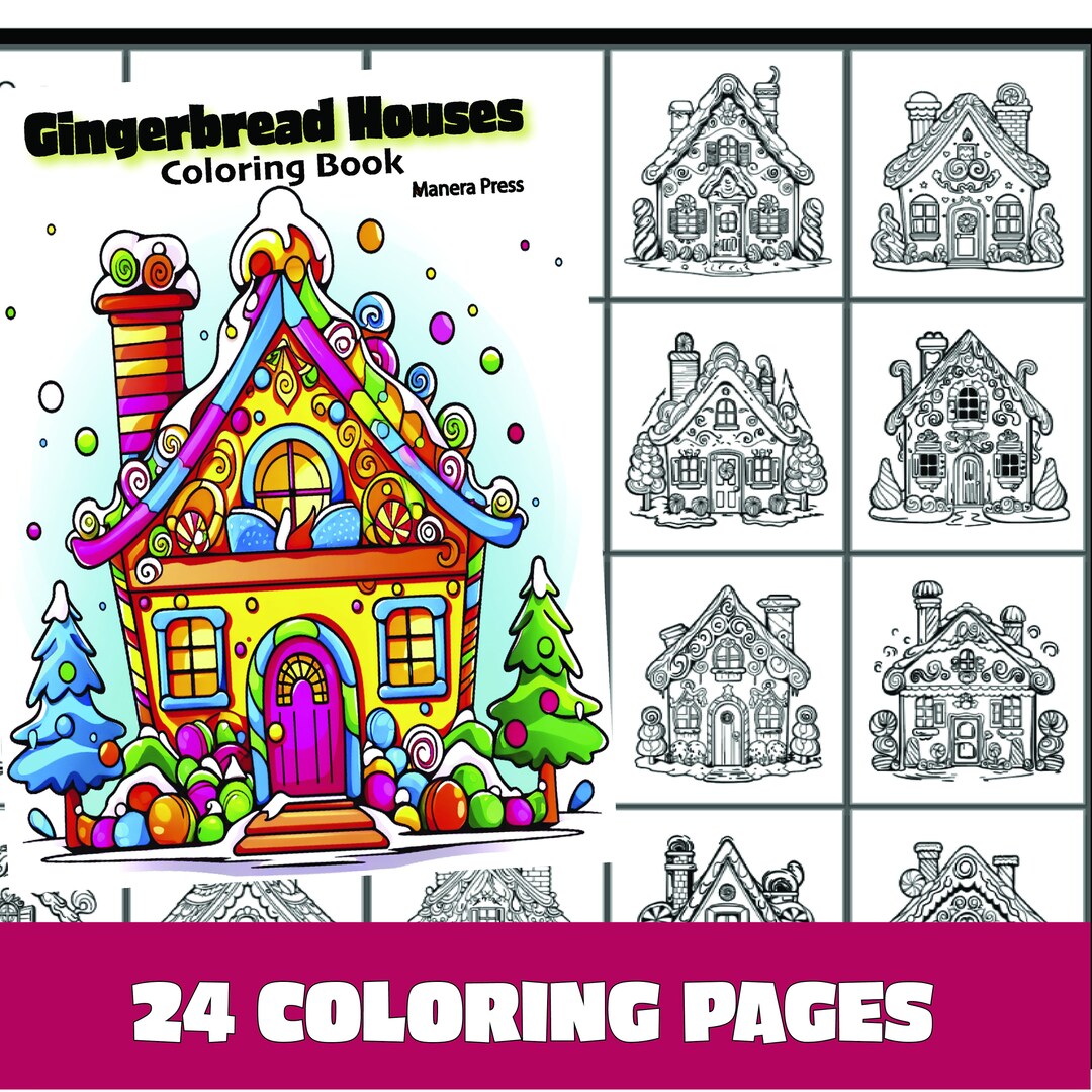 Gingerbread Houses Coloring Book 24 Pages PDF Instant Download - Etsy