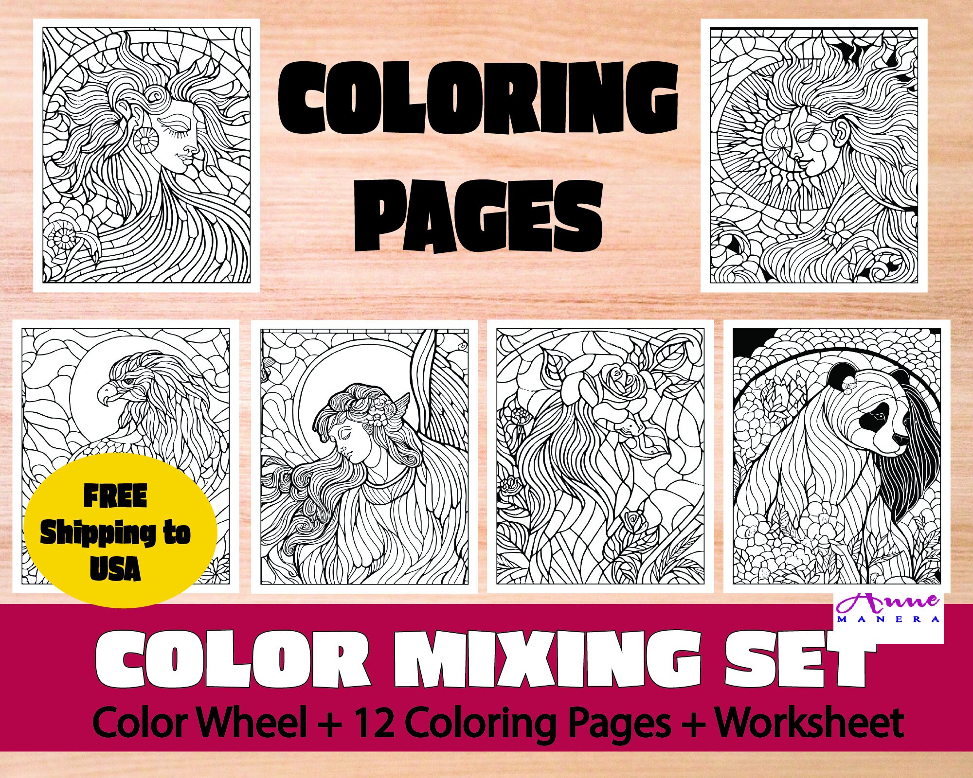Color Mixing Set Color Wheel 12 Coloring Pages Color - Etsy