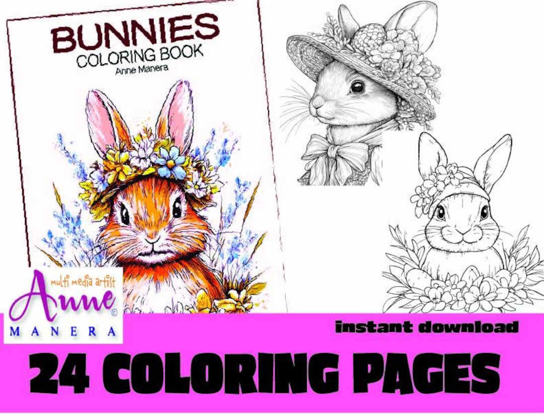 Bunnies Coloring Book Illustrated by Anne Manera Instant Download - Etsy