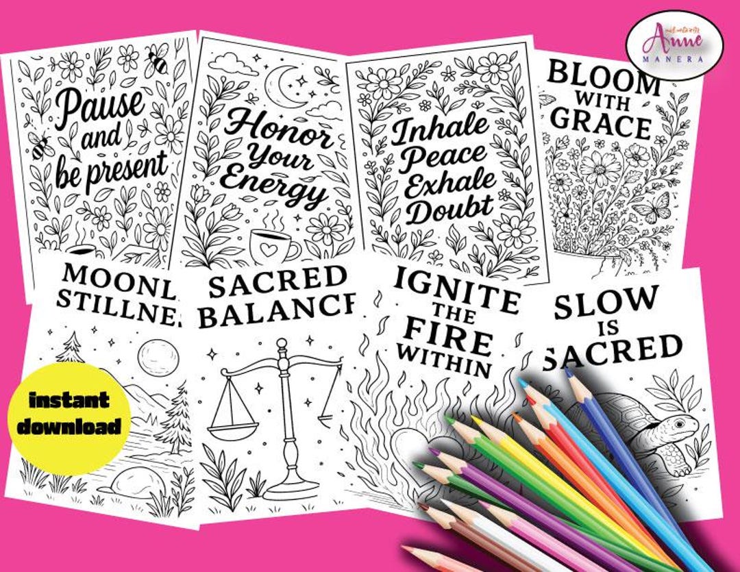 Inspiration Coloring 8 Pages to Color Printable Illustrated by Anne ...