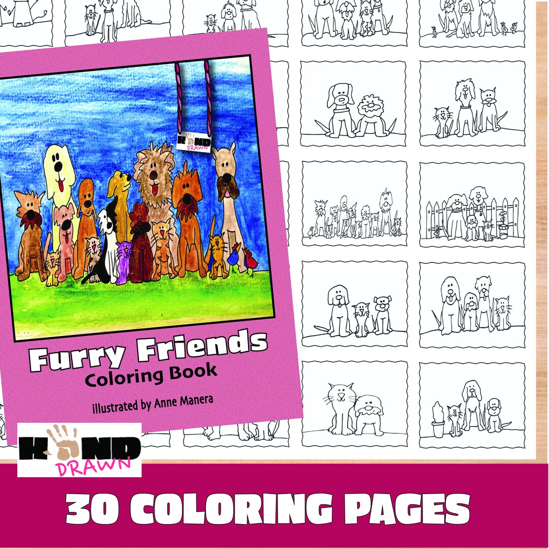 Furry Friends Coloring Book Illustrated by Anne Manera Hand Drawn ...