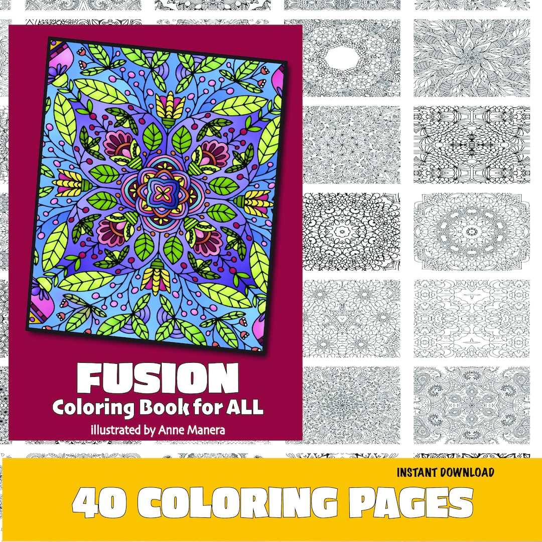 Fusion Coloring Book Illustrated by Anne Manera Instant Download 40 ...