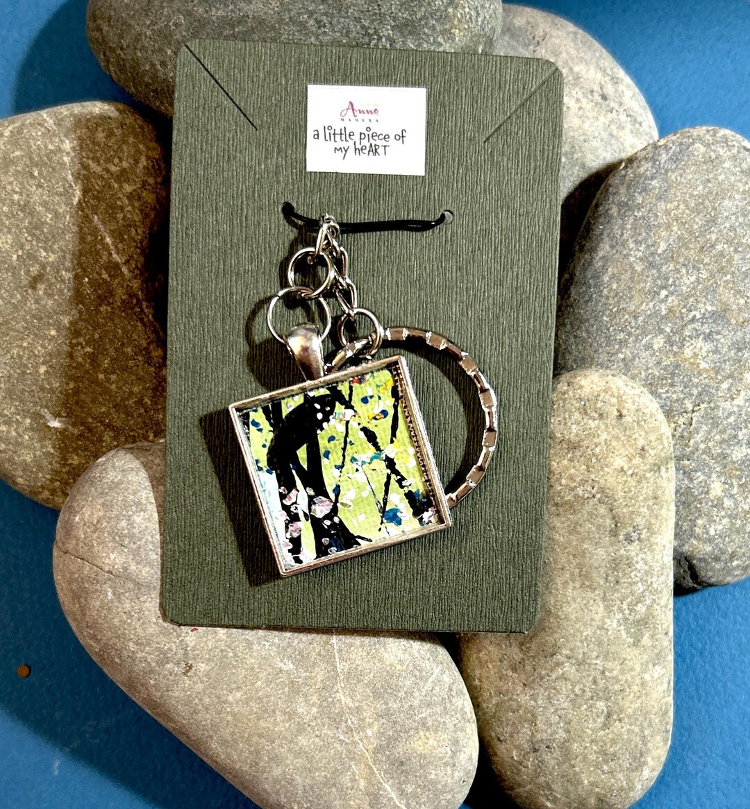 Hand Painted Abstract Art Keychain, Original Painting, One of a Kind ...