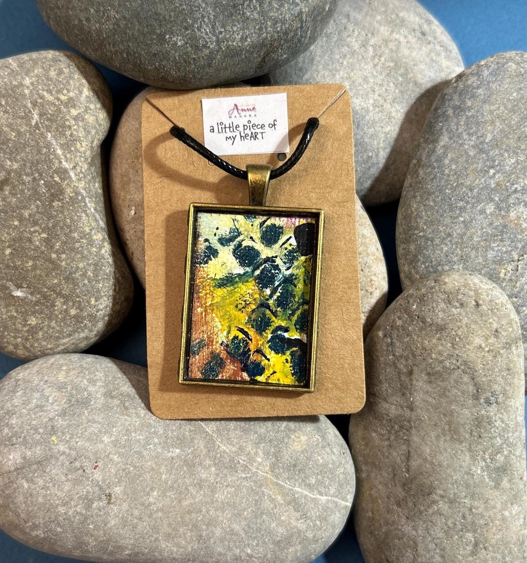 Hand Painted Abstract Art Pendant, Original Painting, One of a Kind ...