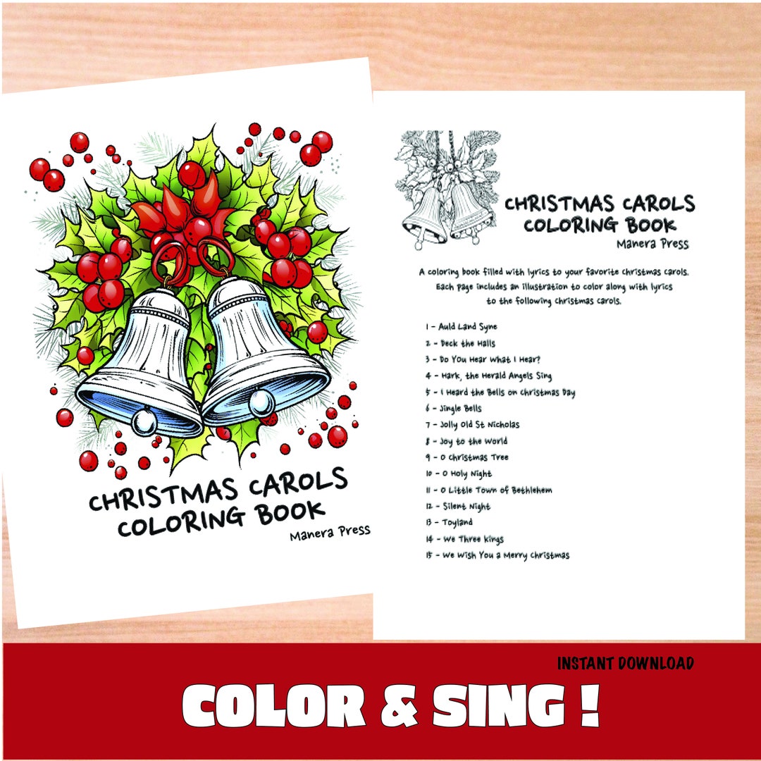 Christmas Carols Coloring Book Illustrated by Anne Manera Instant ...