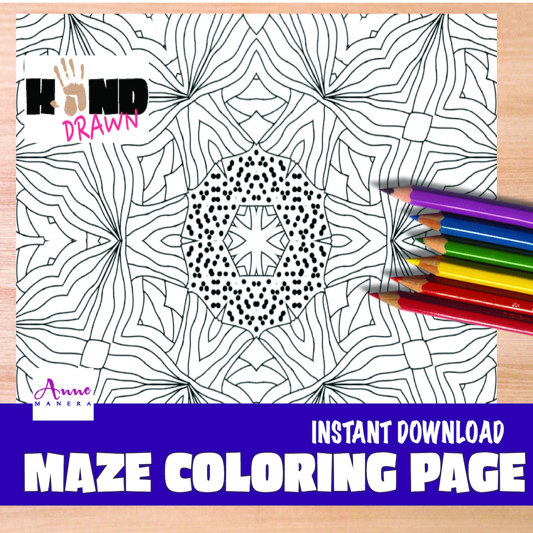 Maze Coloring Page Illustrated by Anne Manera Digital Coloring Page ...