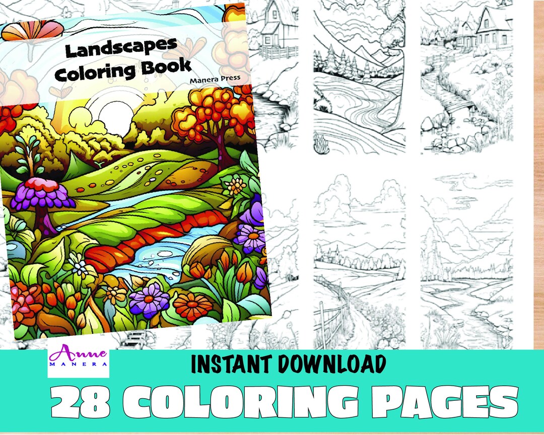 Landscapes Coloring Book Illustrated by Anne Manera Instant - Etsy