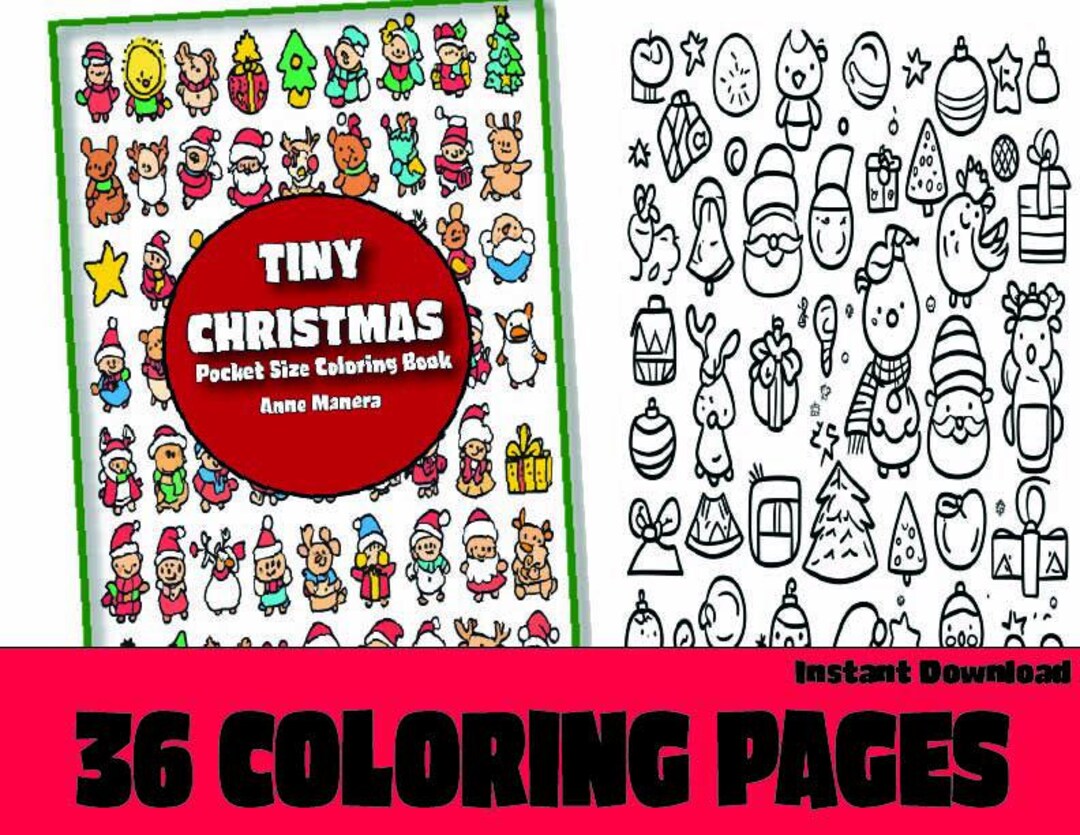 Tiny Christmas Pocket Size Coloring Book Manera Press Instant Download ...