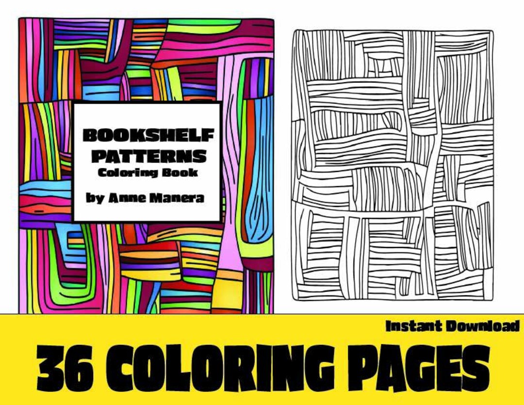 Bookshelf Patterns Coloring Book Instant Download 36 Pages - Etsy