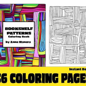 Bookshelf Patterns Coloring Book Instant Download 36 Pages - Etsy