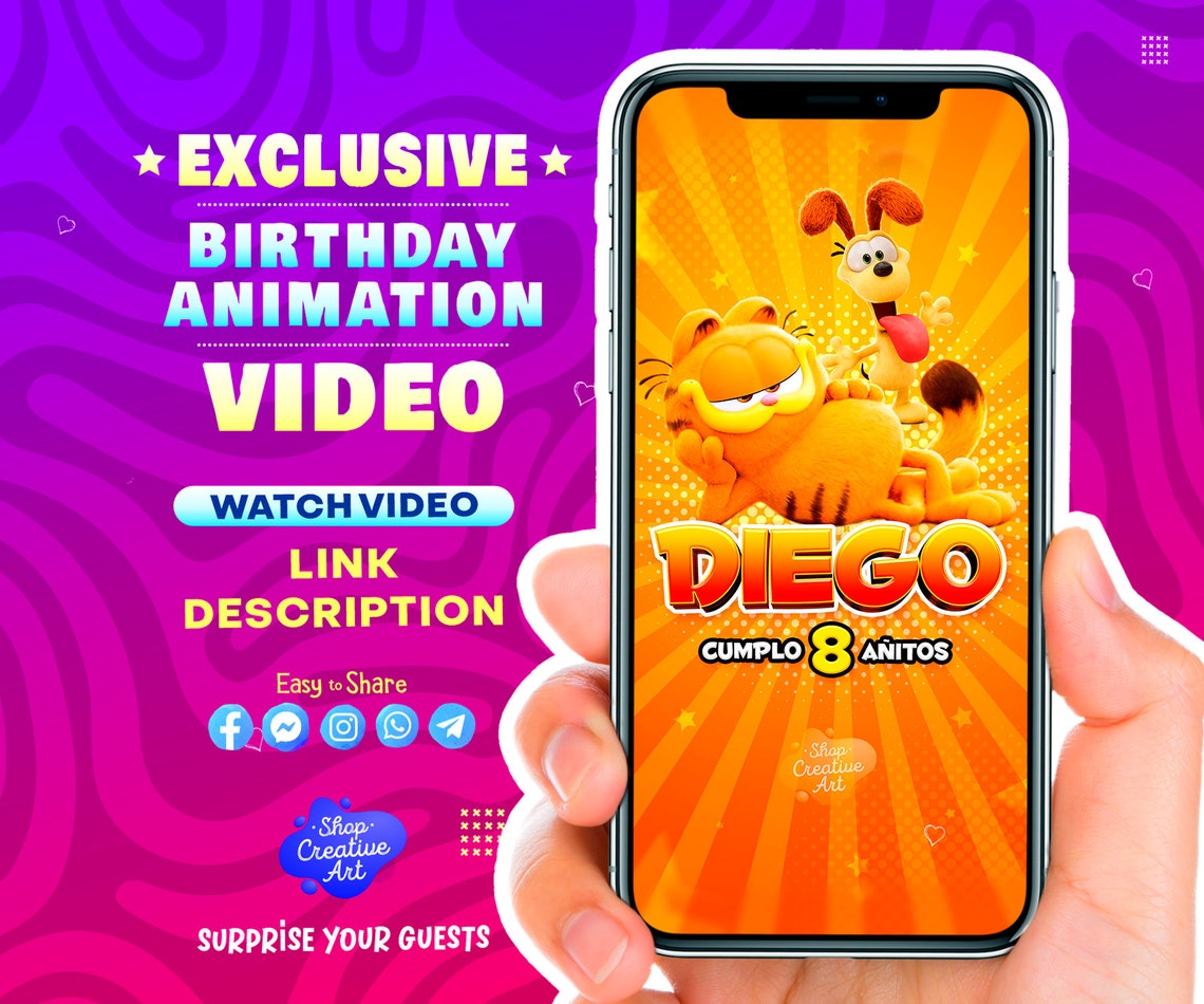 Invitación de la película Gar-field, Invitación de cumpleaños de Gar ...