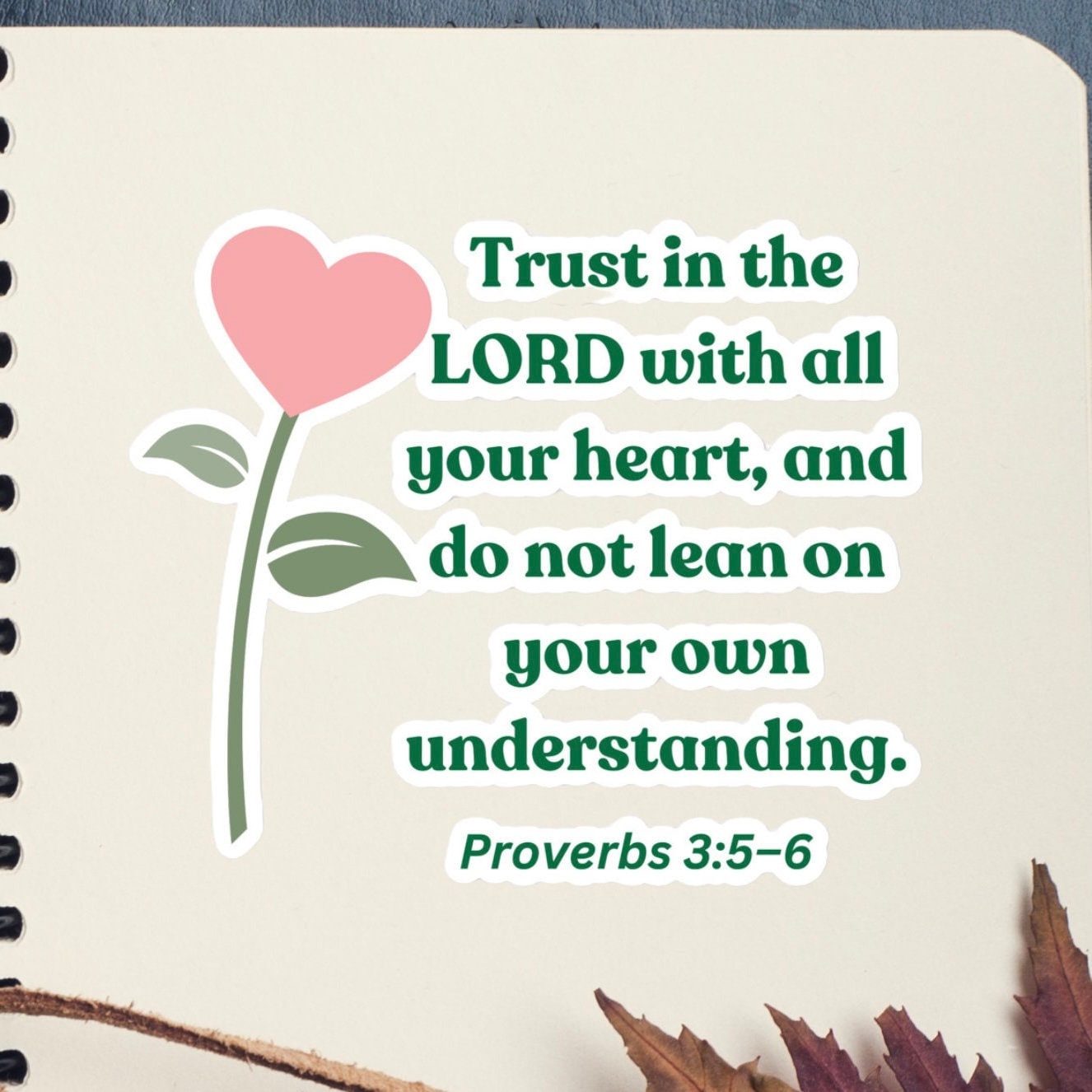 Trust in the Lord With All Your Heart Sticker, Proverbs 3:5-6 Sticker ...