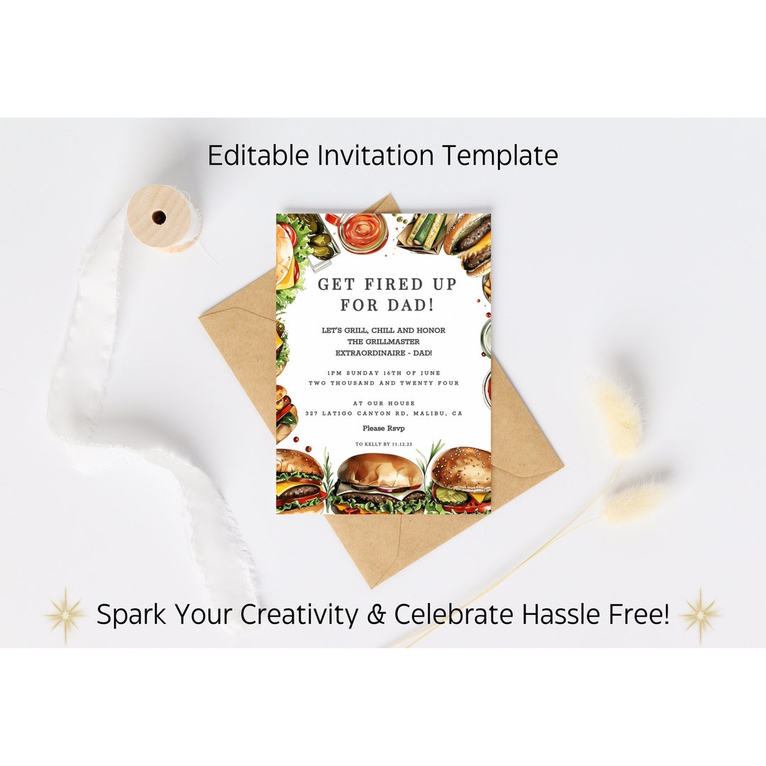 Get Fired up for Dad Invitation Template, Father's Day Invitation ...