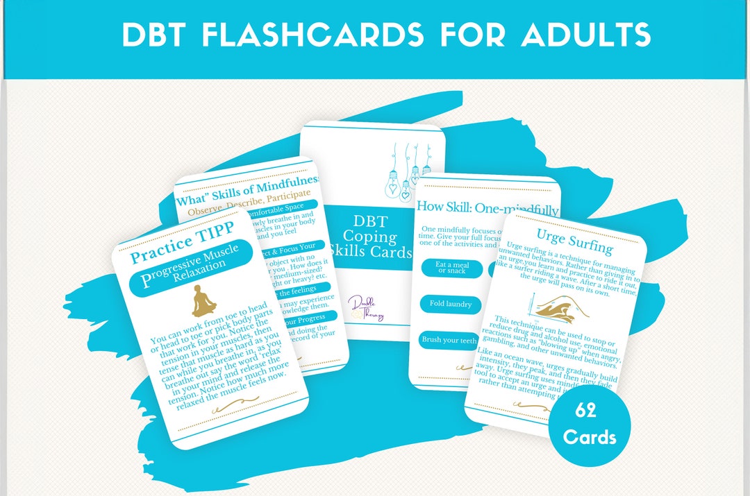 62 DBT Printable Flash Cards, Dialectical Behavior Therapy Coping ...